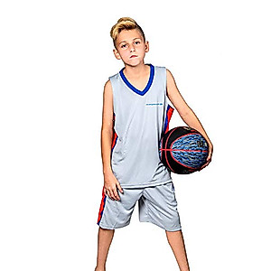 PAIRFORMANCE Boys Basketball Jerseys Shirt Sports Shirts and Athletic Shorts Set for Youth Kids Age 6-12 Team Uniforms -Bask-Grey-M