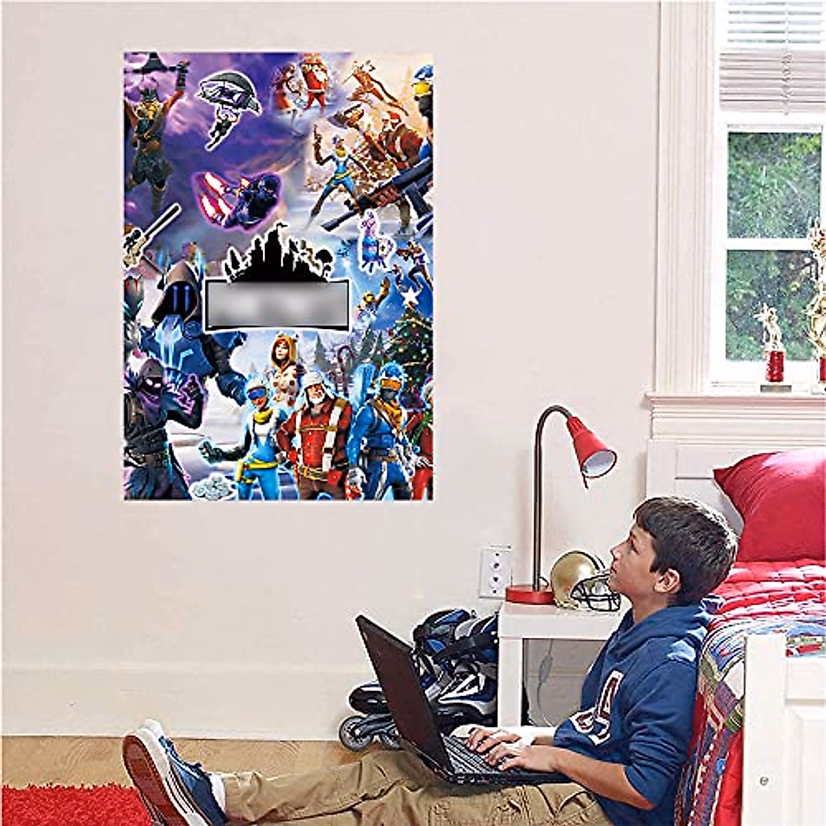 Battle Royale Video Game Themed Bedroom Wall Decor Art Prints and Posters Gaming Posters for Teen Boys Room Decoration,Boys Gifts and Birthday Party Supplies Set - Unframed Version 16" x 24"inch Canvas Pictures Poster for Kids Room(16x24inch,Blue)