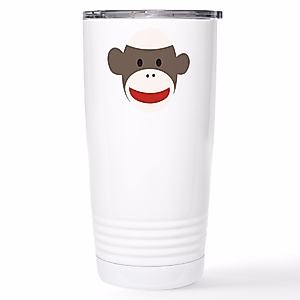 CafePress Sock Monkey Face Stainless Steel Travel Mug Stainless Steel Travel Mug, Insulated 20 oz. Coffee Tumbler