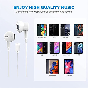 2 Pack-USB C Headphones Earbuds, Type C Earbuds Wired Earphones with Microphone & Remote Control Noise Cancelling in-Ear Headset for iPad Pro, Galaxy S23/S22/S21/S20/Ultra Note 10/20, Pixel 7/6/6a/5/4