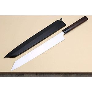 Yoshihiro Hongasumi White Steel Yanagi-Kiritsuke Sushi Sashimi Japanese Knife Rosewood Handle with Nuri Saya Cover (11.8'' (300mm))
