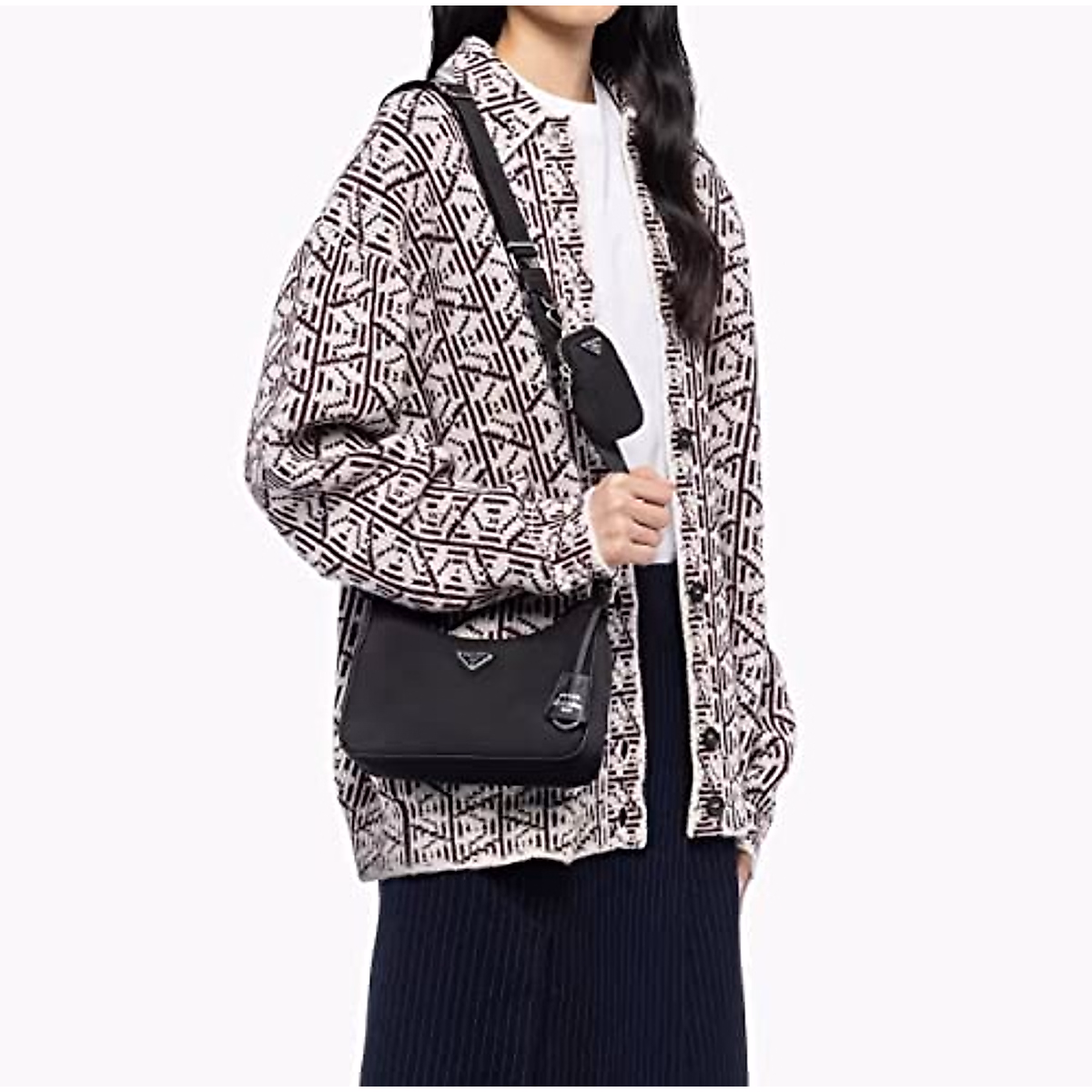 PRAD Classic simple logo multi-function removable shoulder strap black two-in-one mother bag handbag shoulder bag gift for women