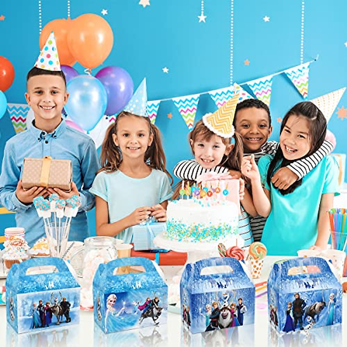 OU RUI 12Pcs Frozen Theme Party Supplies Frozen Party Candy Box Gift Bags Kids Party Decoration