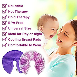 Conbella Breast Pads for Breastfeeding 2 Packs, Relief for Breastfeeding, Nursing Pain, Mastitis, Engorgement, Swelling, Plugged Ducts, Boost Milk Let-Down & Production. (#42 Purple)