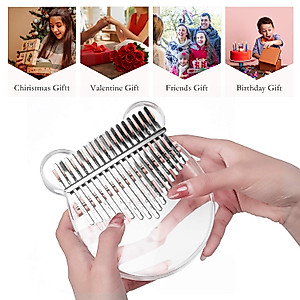 Kalimba 17 Keys Crystal Clear Thumb Piano with EVA Bag & Wooden Stand,Aebor Kalimba Finger Piano Thumb Instrument,Musical Gifts for Kids Adult Beginners (Bear Shape)