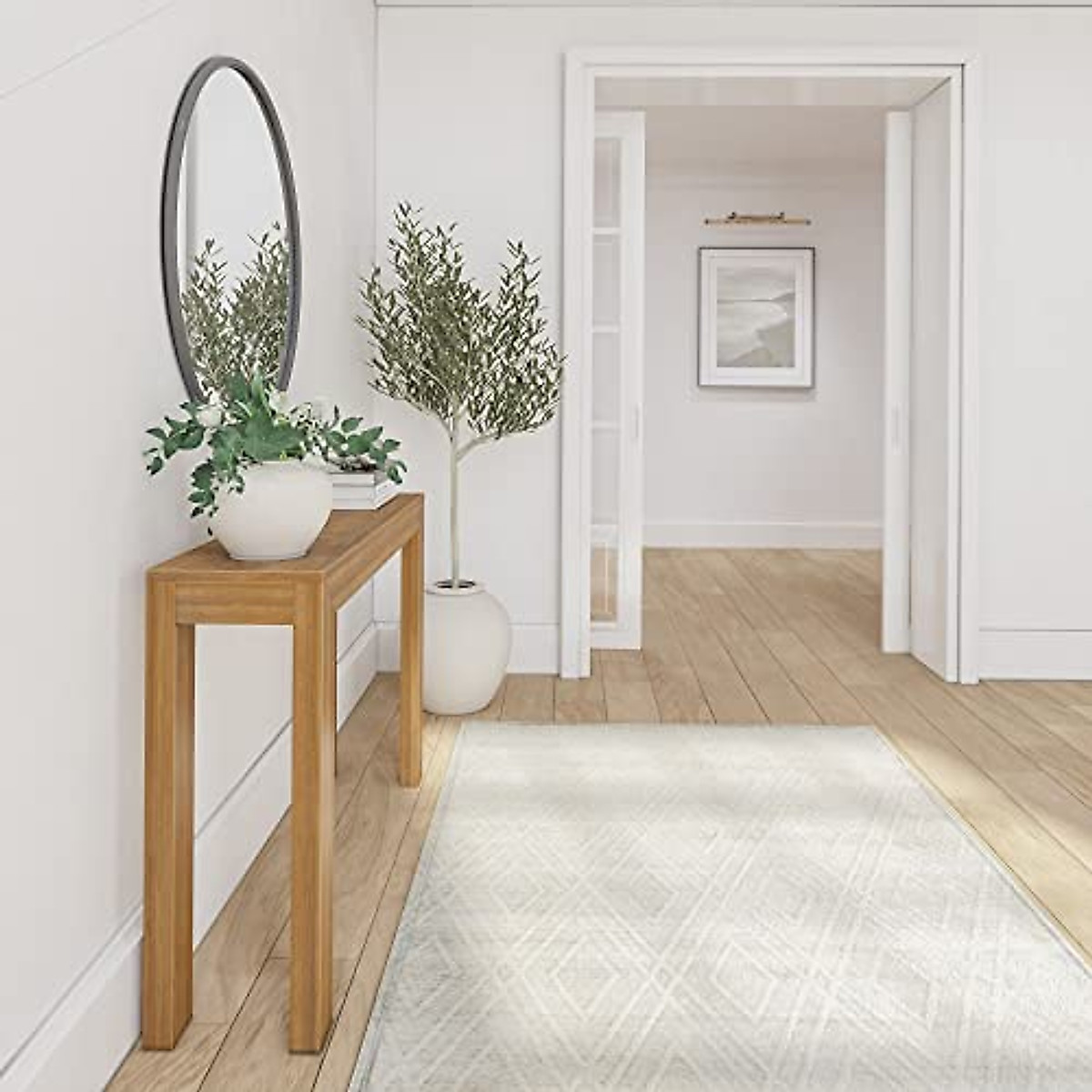 Plank+Beam Modern Solid Wood Console Table, 46.25 Inch, Sofa Table, Narrow Entryway Table for Hallway, Behind The Couch, Living Room, Foyer, Easy Assembly, Pecan