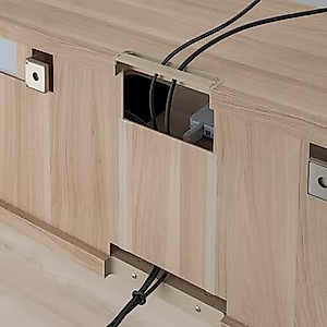 TV Unit with Drawers and Door,Walnut Effect Light Gray/Selsviken high-Gloss/Beige, 70 7/8x16 1/2x15 3/8 "