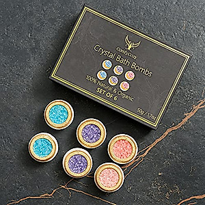 ComfyCozy Crystal Bath Bombs Luxury Gift Set | Relaxation Beauty Self Care Gifts for Her Women Mom Birthday Best Friend Men | 6*50g Organic Bathbombs | Relaxing Aromatherapy Essential Oils Spa Bubble