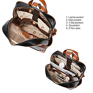 BOSTANTEN Genuine Leather 15.6 inch Laptop Backpack for Women Computer Bag College Casual Backpack