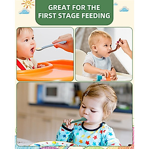 KingKam Silicone Baby Spoons 6 Pack, First Stage Infant Spoons Utensils for Parent & Self-Feeding, Bendable Toddles Training Spoons with Soft-Tip, Dishwasher Safe & Boil-proof