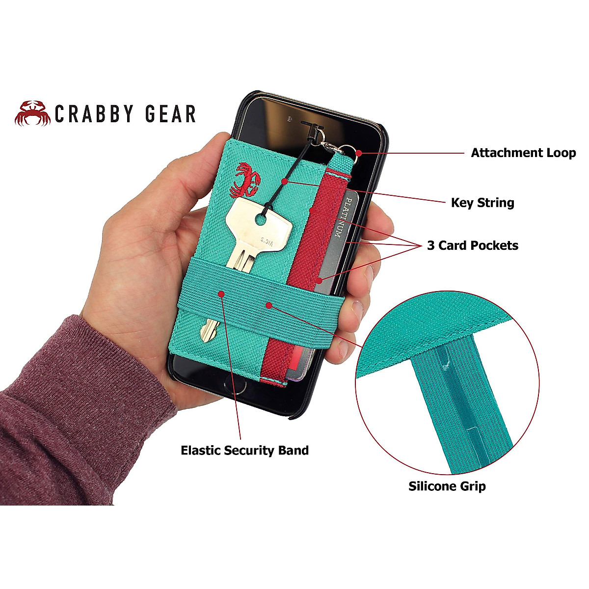 Crabby Wallet - Thin Minimalist Front Pocket Wallet - Credit Card Holder - Small Travel Wallets - Compact Wallets For Men and Women - Carry Cards, Cash, Phone, Keys- Secure Canvas Wallet - Cove Fort