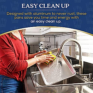 Professional Quarter Sheet Baking Pans - Aluminum Cookie Sheet Set of 2 - Rimmed Baking Sheets for Baking and Roasting - Durable, Oven-safe, Non-toxic, Easy to Clean, Commercial Quality - 9x13-inch