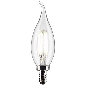 Satco 3012445 60W Equivalence CA10 Flame Tip E12 Candelabra Filament Warm White LED Bulb Pack of 2