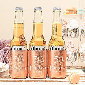 Crisky 50th Birthday Can Cooler for Women 50th Birthday Decorations Rose Gold Can Berverage Beer Sleeve Party Favor, Insulated Can Coolies 50th Birthday Gift Idea for Her 12 Pack