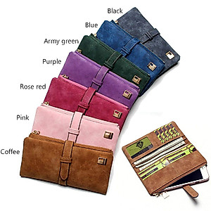 Generic Fashion Clutch Women Lady Suede Leather Long Wallet Card Holder Purse Handbag (Gray)(Clutch Fashion)