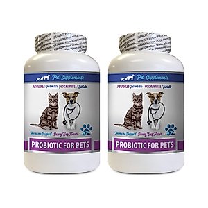 Dog zymes Digestive Enhancer - PROBIOTICS for Pets - Dogs Cats - Bad Gas and Breath Treats - Advanced Immune Boost - Dog probiotics for Diarrhea - 2 Bottles (120 Treats)