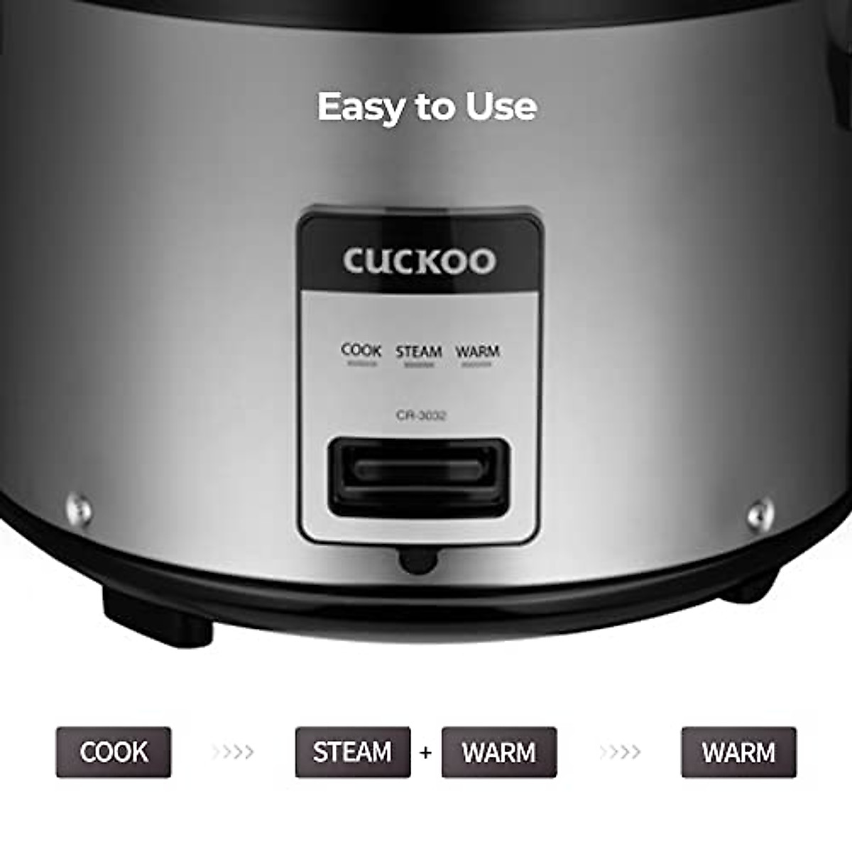 CUCKOO CR-3032 | 30-Cup/7.5-Quart (Uncooked) Commercial Rice Cooker & Warmer | Automatic Warm Mode, Nonstick Inner Pot, Detachable Inner Lid | Stainless Steel