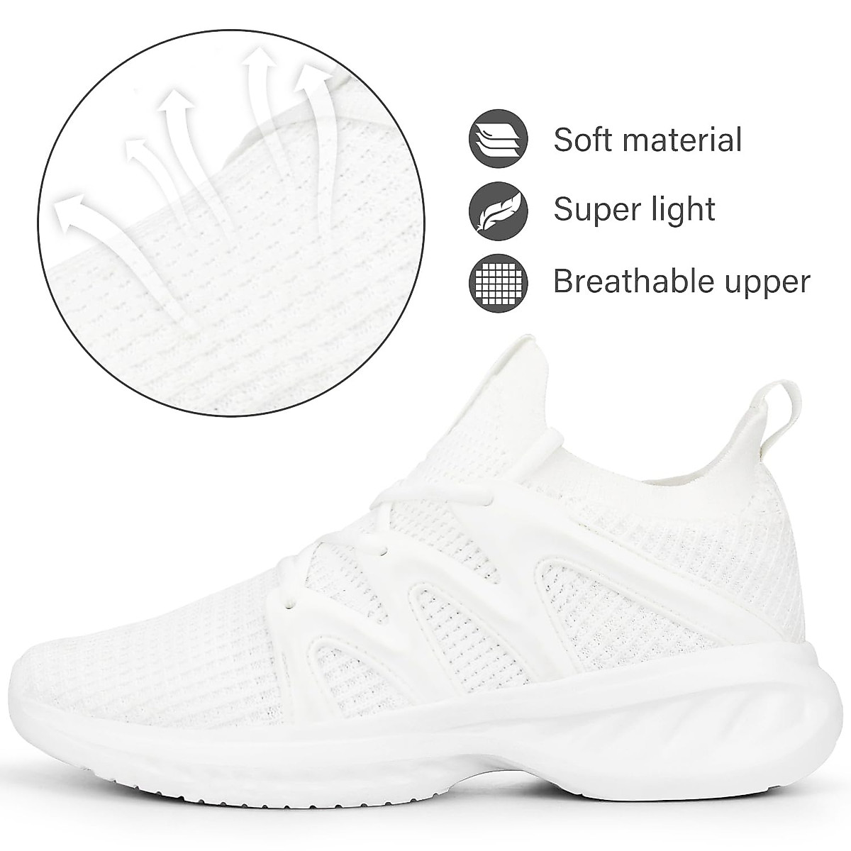 Pujcs Running Shoes Womens Breathable Tennis Shoes Non Slip Gym Workout Shoes Lightweight Mesh Walking Sneaker White Size 9