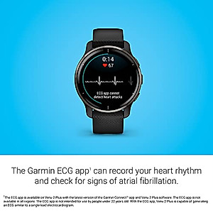 Garmin 010-02496-01 Venu 2 Plus, GPS Smartwatch with Call and Text, Advanced Health Monitoring and Fitness Features, Slate with Black Band