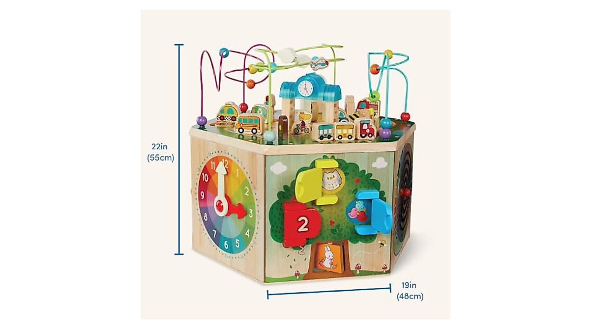 Battat Wooden Activity Cube: City-Themed Learning for Toddlers