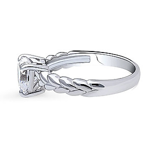 BERRICLE Sterling Silver Woven Wedding Engagement Rings Cubic Zirconia CZ Solitaire Ring for Women, Rhodium Plated Size 4