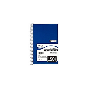 Mead Spiral Bound Notebook White, 3 Subject, College Rule, 6 x 9-1/2, Sold as 6 Pack (06900)