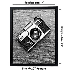 Americanflat 16x20 Poster Frame in Black - Composite Wood with Polished Plexiglass - Horizontal and Vertical Formats for Wall with Included Hanging Hardware