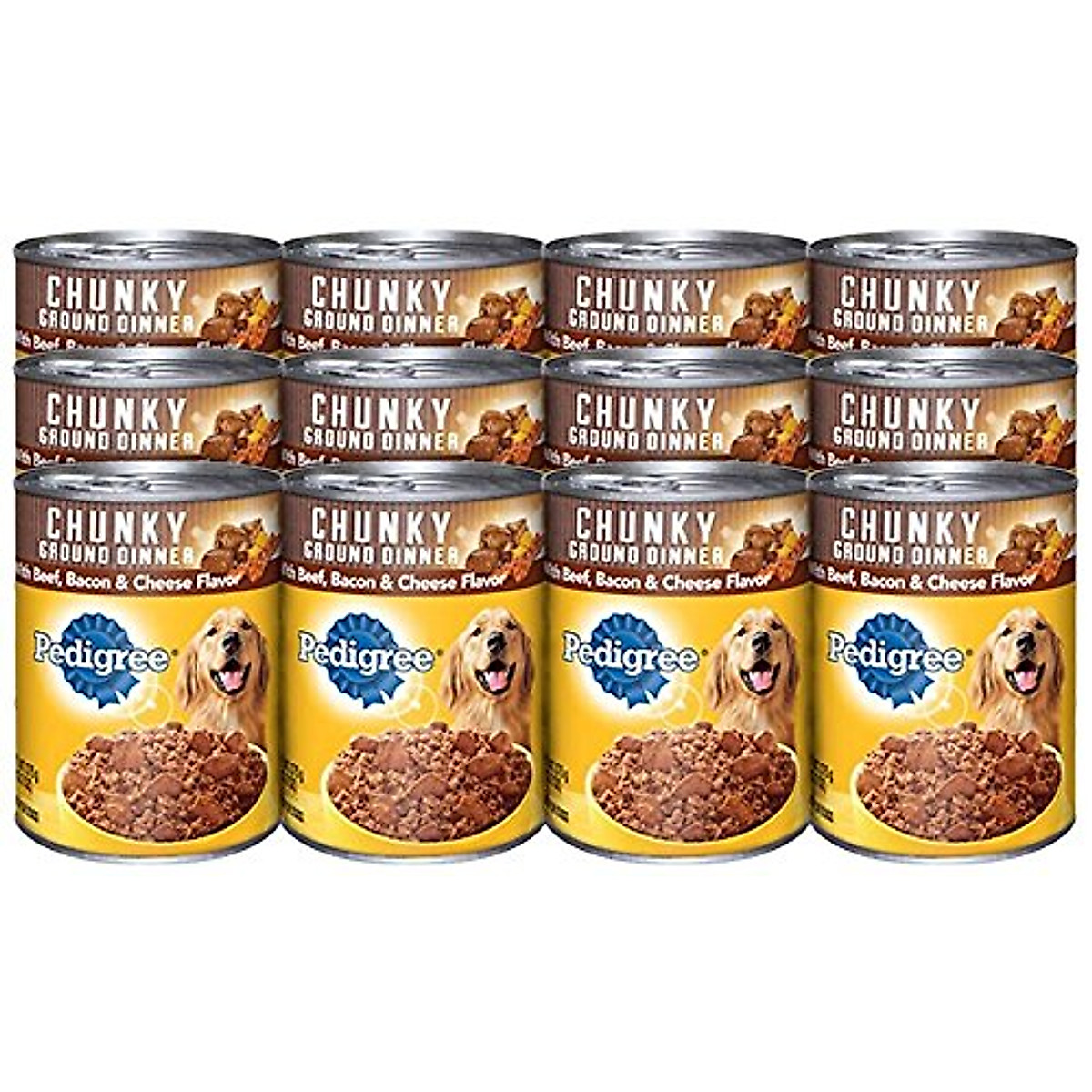 Pedigree Chunky Ground Dinner Wet Dog Food - Beef, Bacon & Cheese - 13.2 oz. 12pk - Beef, Bacon & Cheese - 13.2 oz