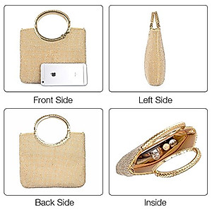 KISSCHIC Women's Handbag Rhinestone Evening Bags Wedding Clutches Purses (Gold)