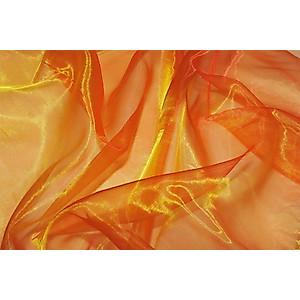 VDS Brunt Orange Organza Fabric, 5 Yards Continuous Long x 45” Wide, Iridescent Crystal Sheer Shiny Organza Tulle Wedding Fall Thanksgiving Christmas DIY Crafts Home Xmas Party Decorations