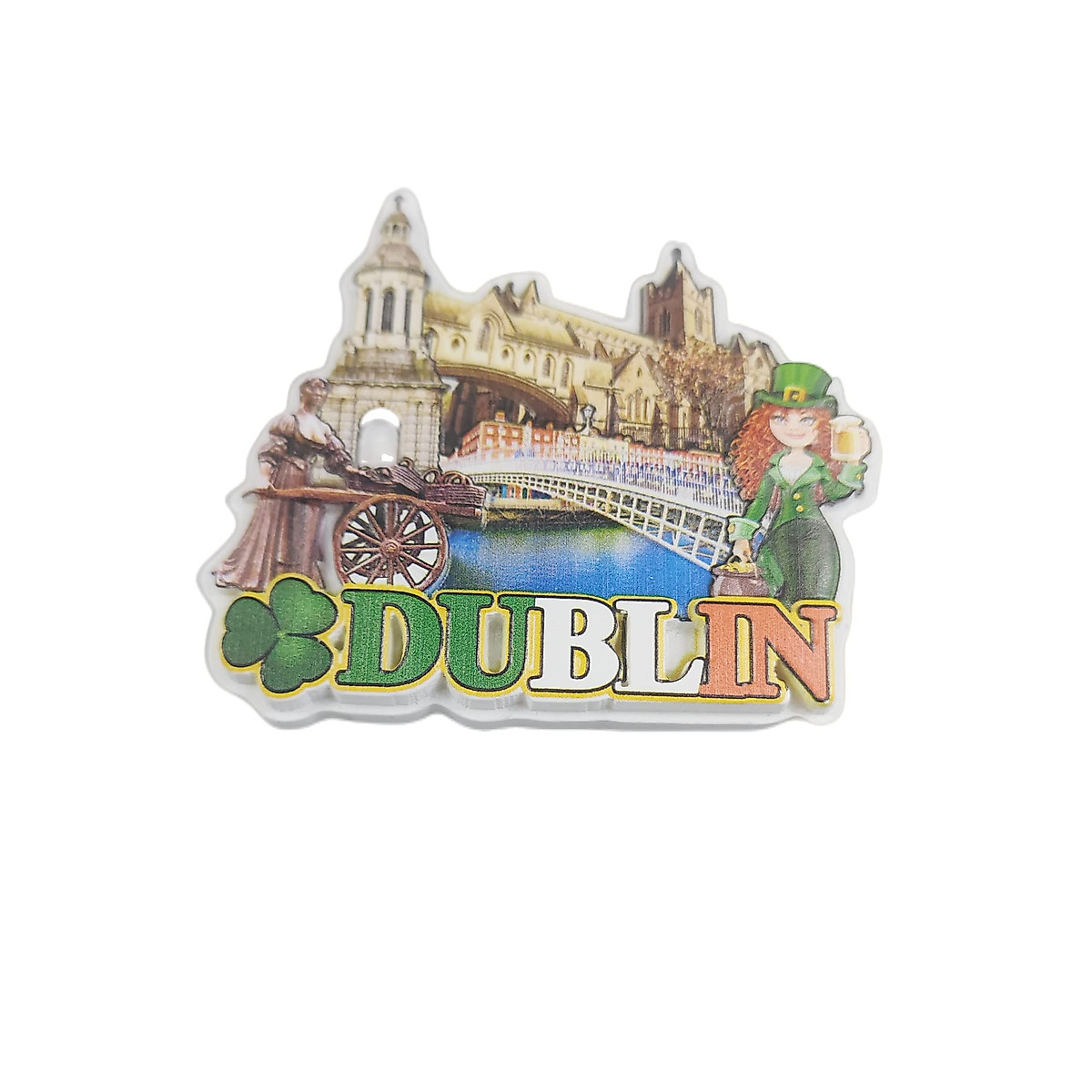 3D Dublin Ireland Fridge Magnet Travel Souvenir Refrigerator Magnetic Sticker Hand Painted Craft Collection