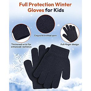 EAONE Kids Winter Hat Gloves Scarf Set, Knitted Toddler Beanie Cap, Mitten Gloves, and Neck Warmer for Boys Girls Aged 5-12