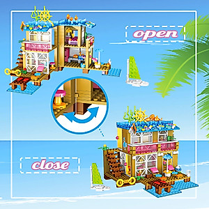 JUMEI Friends Set Building Blocks,Girls Building Toys Set,390 PCS Girls Block Set,Beach Friends House Set Building Set Toys,Friends House Building Set,STEM Toy,Friends Set for Girl 6-12 Years Old