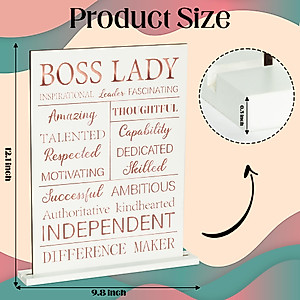B1ykin Boss Lady Gifts for Women Table Topper Decoration, Rose Gold Boss Lady Centerpiece Women Boss Removable Wooden Freestanding Decor, Appreciation Gifts For Boss Office Female Leaders