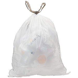 AmazonCommercial Custom Fit White Drawstring Trash Bags - Compatible with Simplehuman Type J - 1 MIL - 75 Count
