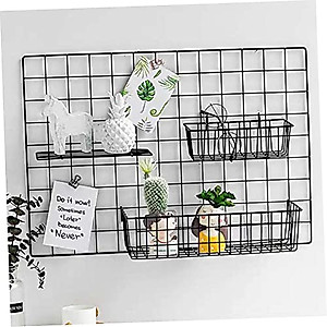 Unomor 2 Sets Shelf Black Storage Baskets Garage Storage Organizer Pegboard Shelves Hanging Wall Basket Wire Wall Shelves Desk Pegboard Storage Baskets for Shelves Wire Tray Wrought Iron