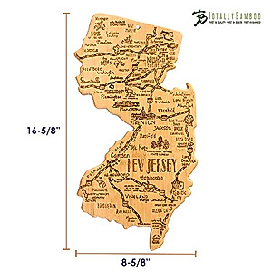 Totally Bamboo Destination New Jersey State Shaped Serving and Cutting Board, Includes Hang Tie for Wall Display