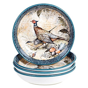 Certified International Harvest Gatherings 9" Soup/Cereal Bowls. Set of 4