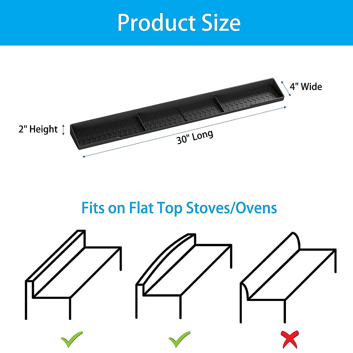 SCITURE Silicone Over the Stove Top Spice Shelf for Back of Stove, Kitchen 30" Spice Shelf Rack Organizer, Oven Shelf for Top of Stove, Oven Stovetop Spice Rack Shelf (1 Pcs, Black)
