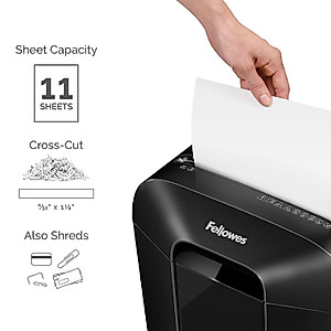 Fellowes Powershred LX70-DB 11 Sheet Cross-Cut Household Paper Shredder for Home Office