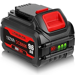 DSANKE DCB606 20V/60V 9.6Ah Lithium Battery Replace for DeWalt 60V Battery Compatible with DeWalt DCB606 DCB612 DCB606-2 DCB609 DCB609-2 DCB204 DCB205 DCB206 20V/60V/120V MAX Cordless Power Tools