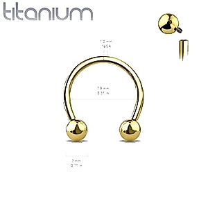 Satix Internally Threaded Circular Barbells Horseshoe 3mm Balls 16g 11mm Solid Titanium Pierced Body Jewelry Rose Gold