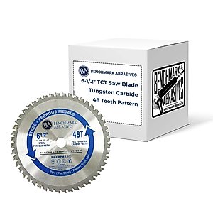 Benchmark Abrasives TCT 6 1/2 Inch Circular Saw Blade, Tungsten Carbide Tipped Metal Cutting Saw Blades for Cutting Metal, Stainless Steel, Ferrous Metals, Miter Saw Blade (6-1/2" 48 Teeth)