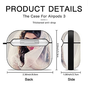 Custom Air-Pods Case Personalized Photo Logo Name Hard Case Cover for Airpods Pro with Portable Keychain Airpod Protective Accessories Gift for Men Women Gold Border