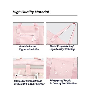 Prite Tote Bag for Women Weekender Bag with Laptop Compartment for Work Nurse School Travel Gym (Pink)