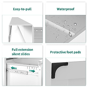 YITAHOME 3 Drawer Lateral File Cabinet with Lock, Metal Stainless Steel Wide Lateral Filing Cabinet for Legal/Letter A4 Size, Office Organizer Storage Cabinet,White