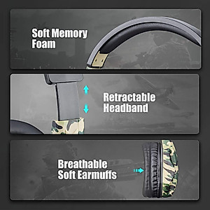 Picozon Gaming Headset with Microphone, 3.5mm Plug Headphone Compatible with PS5 PS4 Nintendo Switch Playstation 4/5 Computer Laptop iPad Surface Smartphone - Camouflage Green