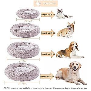 WNPETHOME Calming Dog Bed & Cat Bed,Small Dog Bed Donut Design Faux Fur Anti-Anxiety Dog Bed,Fluffy Pet Cushion Dog Bed for Small Dogs and Cats (20 x 20 inch, Light Coffee)