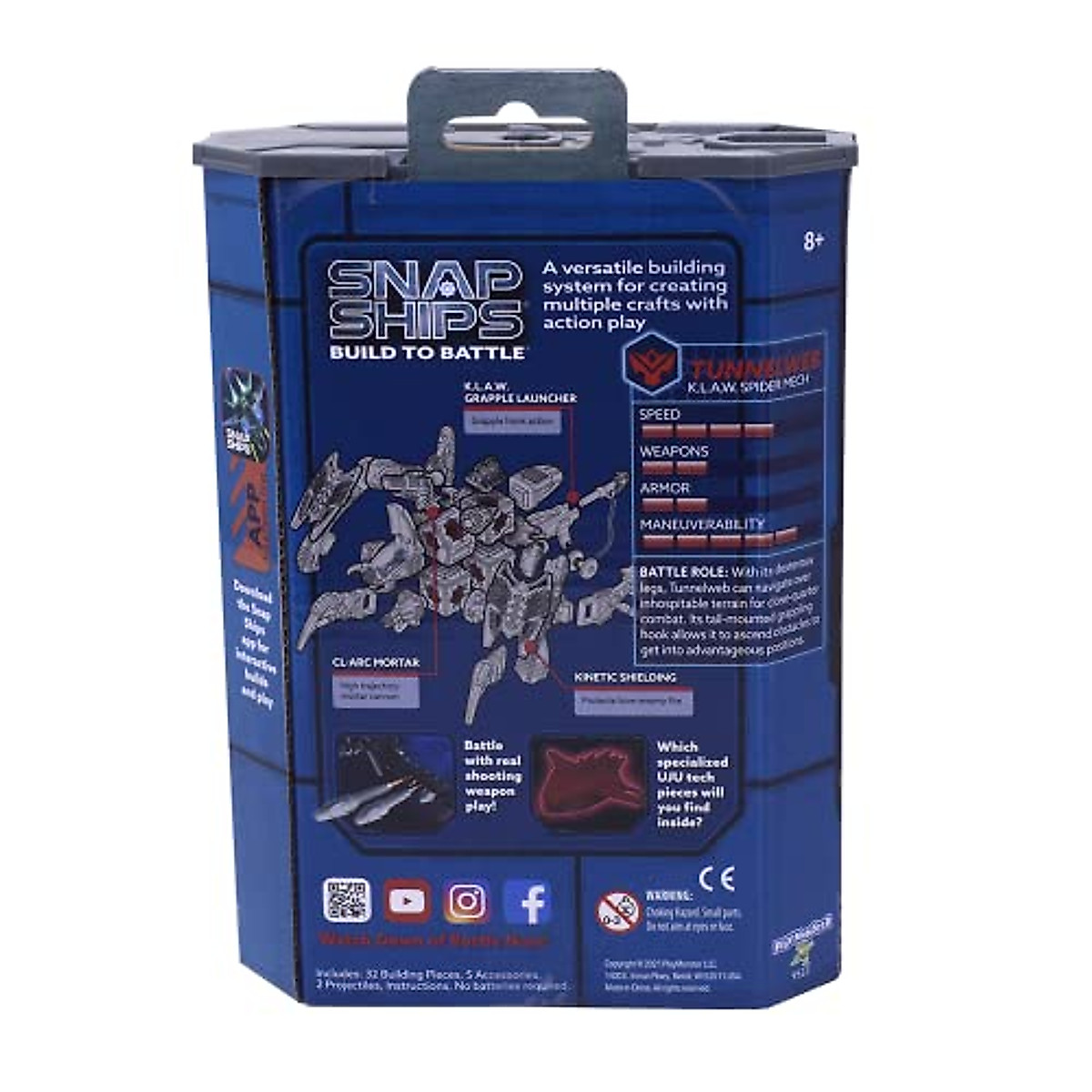 Snap Ships Komplex Tunnelweb K.L.A.W. Spider Mech - Build to Battle - Make 2 Different Builds - Ages 8+