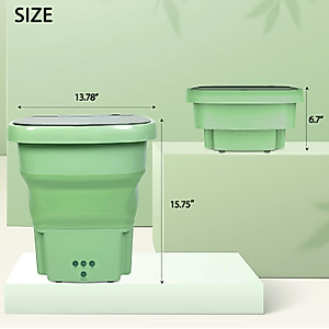 LZHYWEI Portable Washing Machine, 15L Mini Collapse Washer Upgraded Large Capacity Washer Blue Light Deep Cleaning of Underwear, Baby Clothes for Apartment, RV, Travel, Camping (Green)